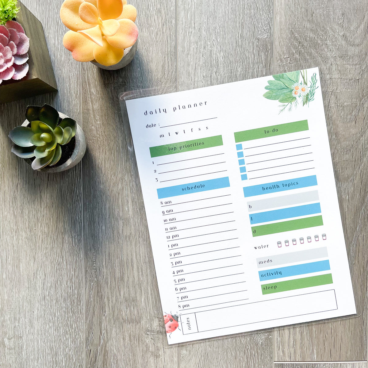 ADHD Succulent Daily with Med Tracker - Laminated Planner – Advancing Aiden
